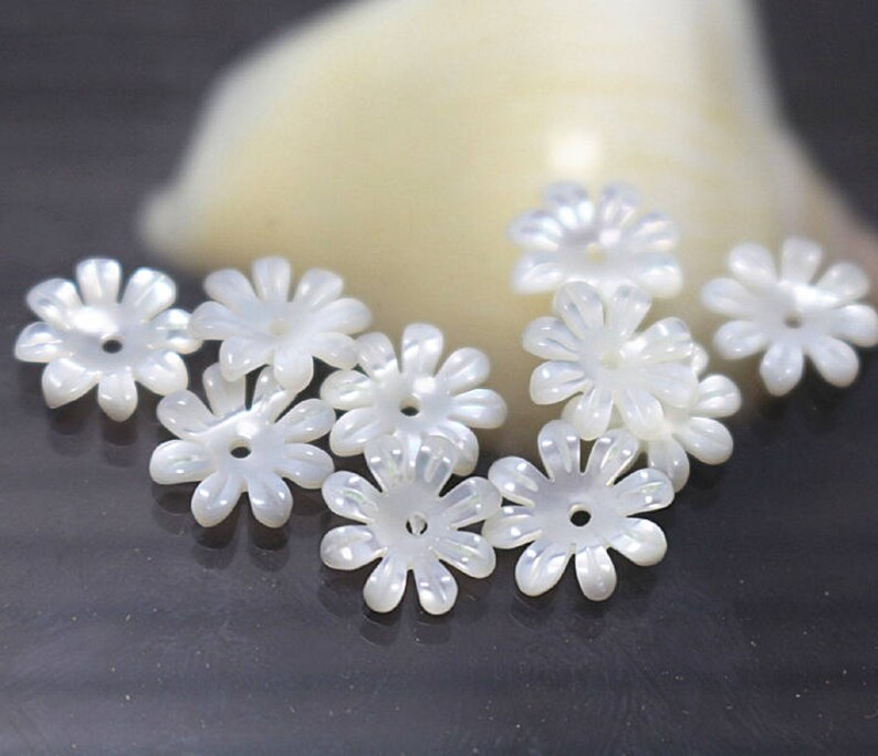 Natural White MOP Shell Flower Beads,white Shell 8 Mm 10mm 12mm 15mm ...