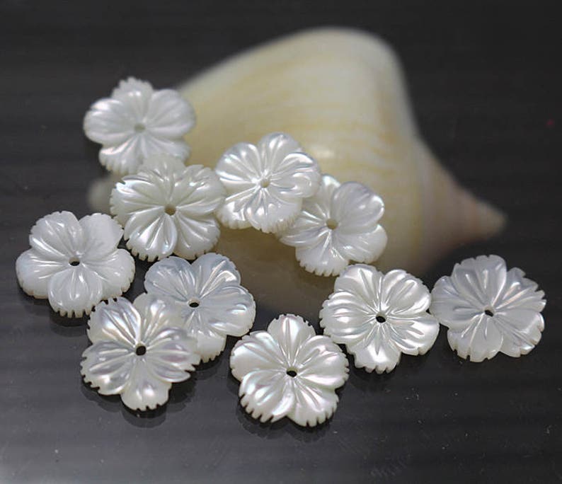 Natural White MOP Shell Flower Beads,white Shell 6mm 8 Mm 10mm 12mm ...