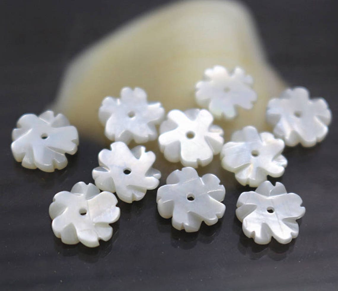 Natural White MOP Shell Flower Beads,white Shell 6mm 8 Mm 10mm Beads ...