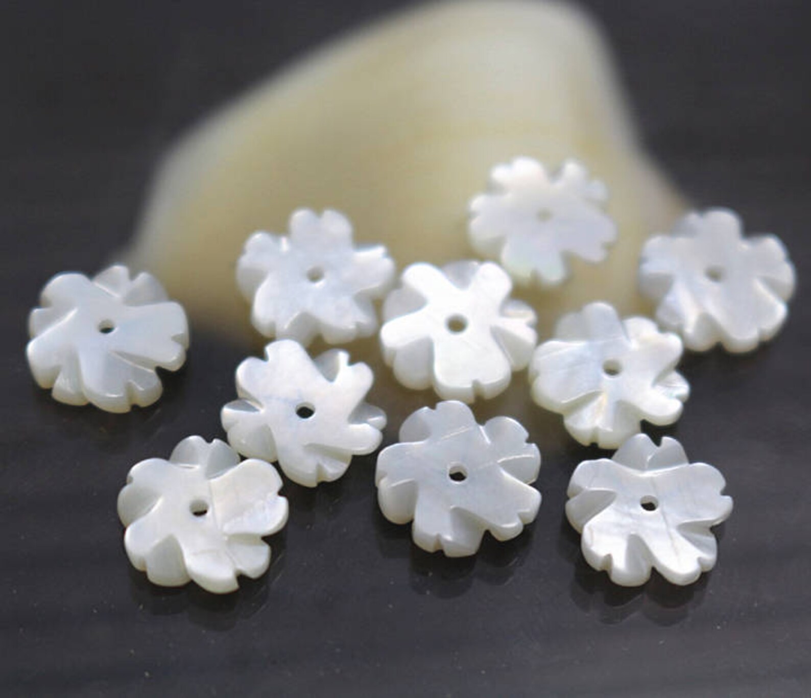 Natural White MOP Shell Flower Beads,white Shell 6mm 8 Mm 10mm Beads ...