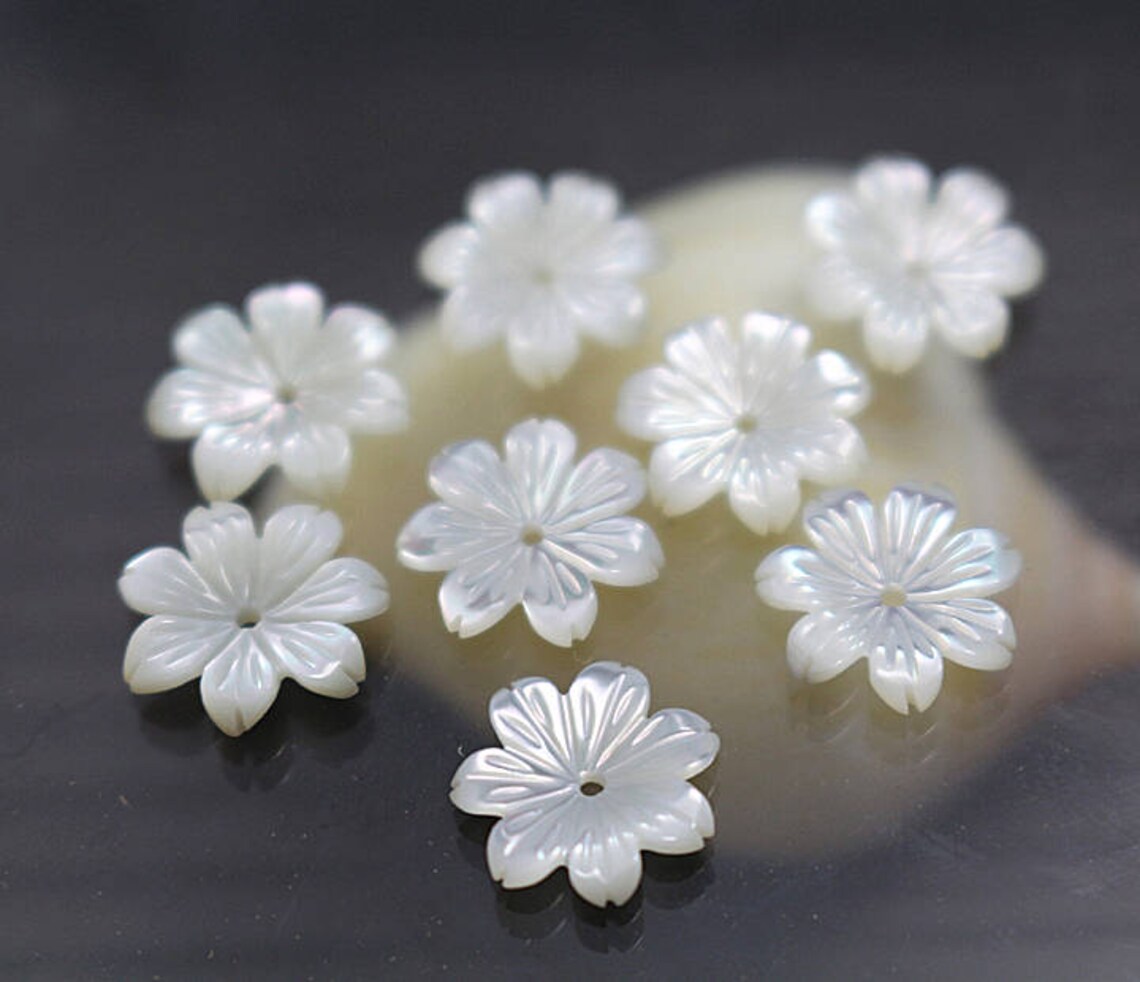 Natural White MOP Shell Flower Beads,white Shell 8 Mm 10mm 12mm Beads ...