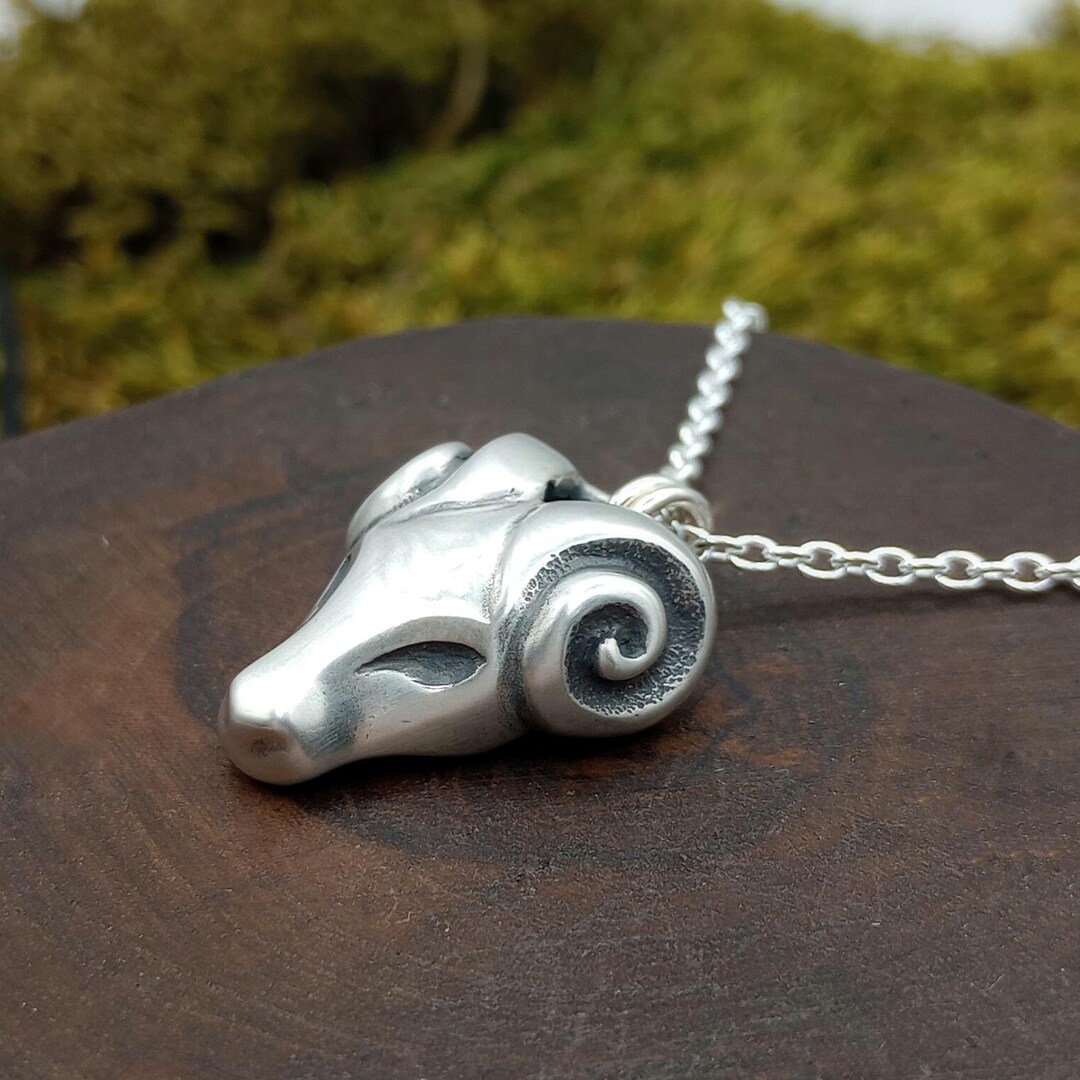 Ram Necklace Sterling Silver / Aries Pendant Necklace for Men or Women ...