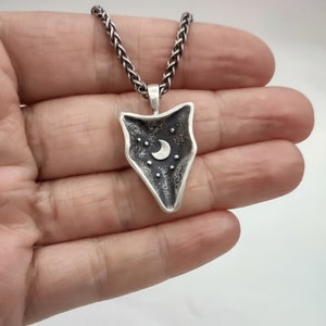 Wolf Pendant Sterling Silver / Wolf Necklace on a Thick Woven Style ...