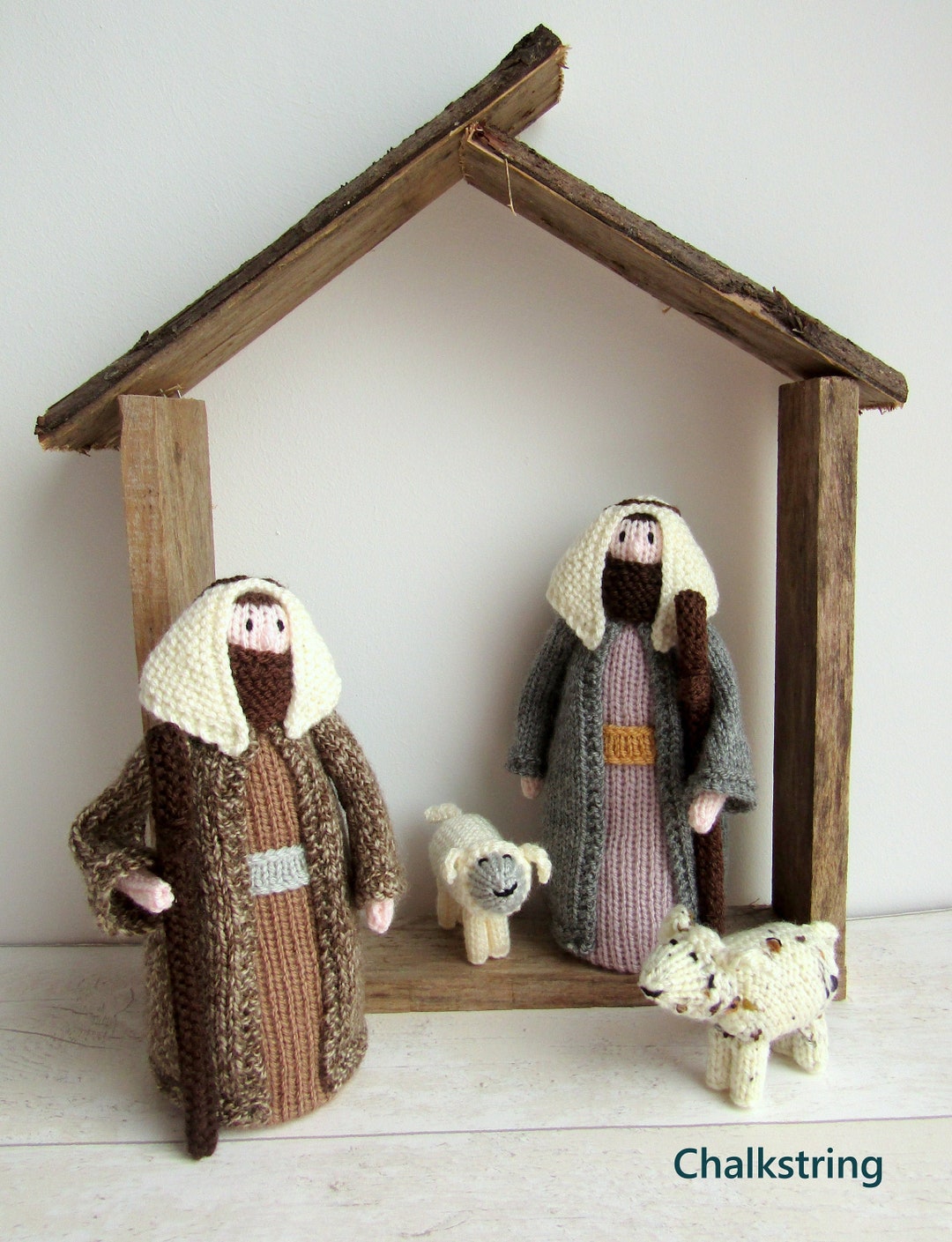 Knitted Nativity Shepherds and Sheep. Nativity Scene. Christmas Gift ...