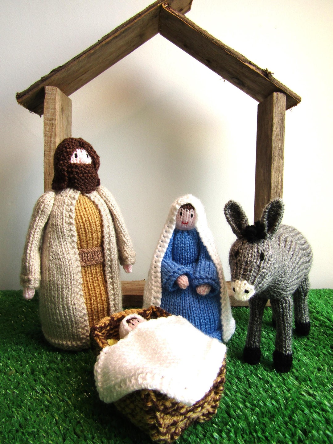 Knitted Five-piece Nativity Scene - Includes Mary, Joseph, Baby Jesus ...
