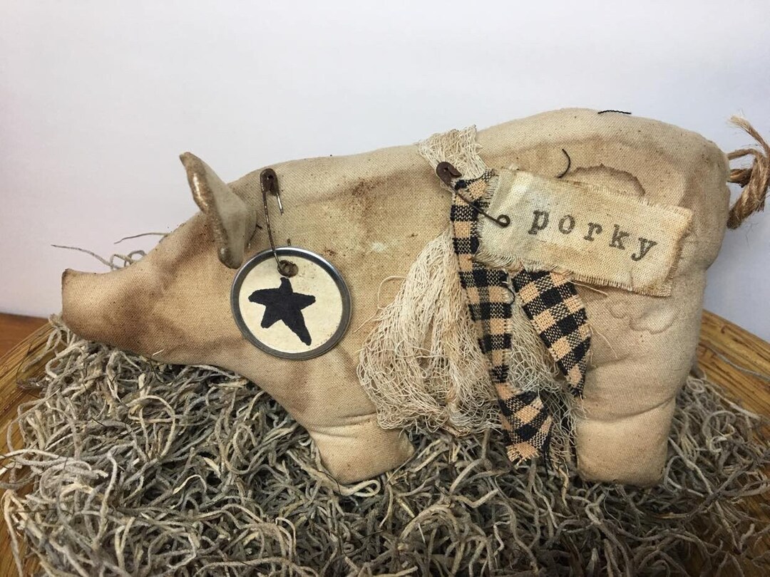 Primitive Pig shelf Sitter-bowl Filler-ornament-farmhouse Country Decor ...
