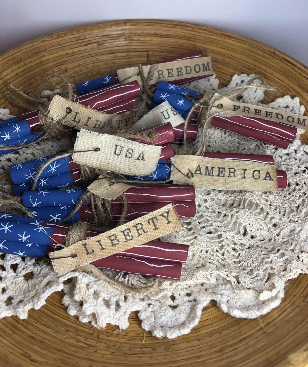 Prim Mini Patriotic Firecrackers Fourth of July Country Decor Holiday ...