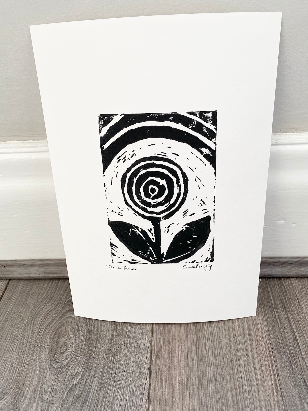 Lollipop Flower Power Linoprint. Original Handprinted Linocut A4 Print ...