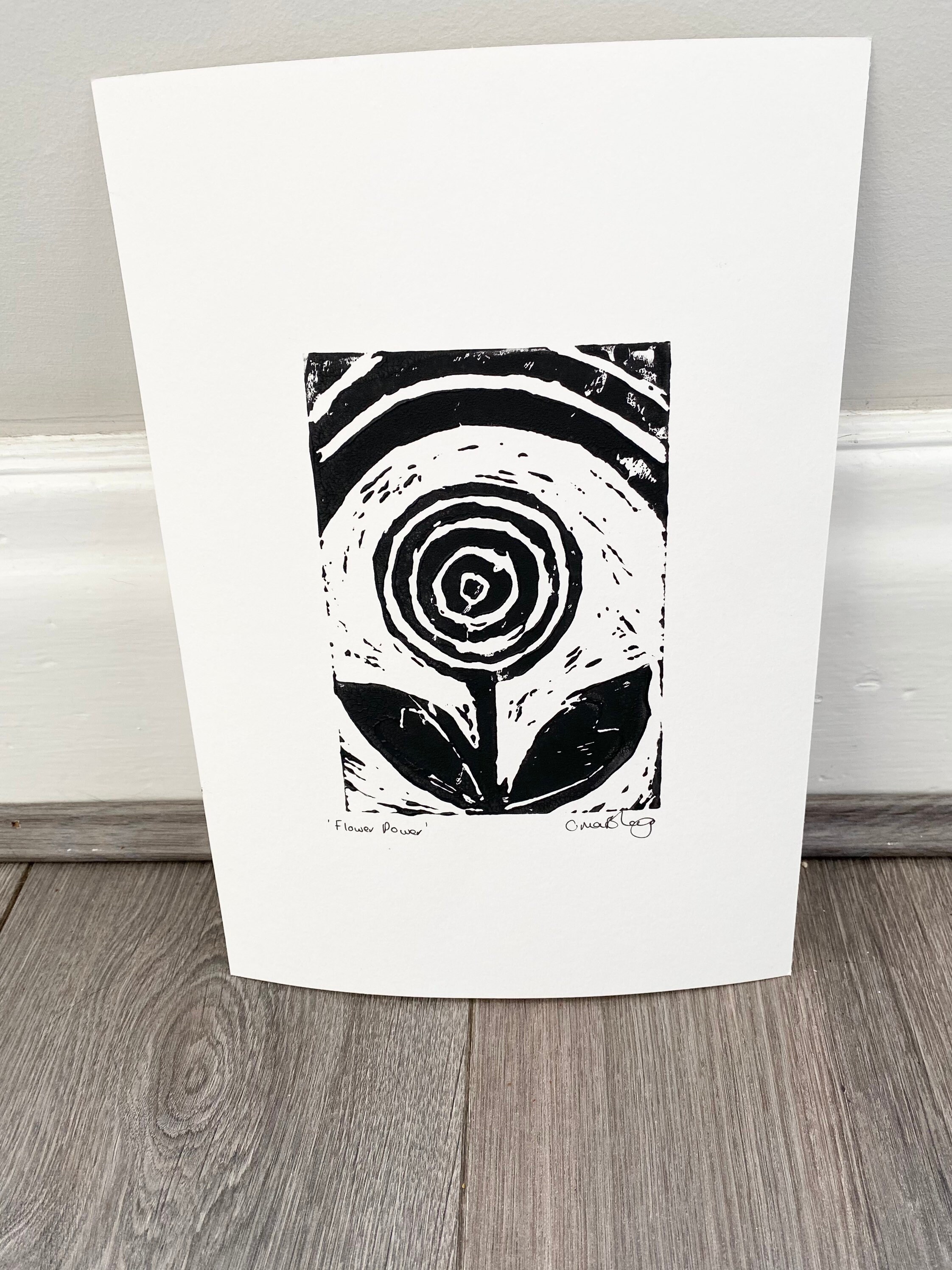 Lollipop Flower Power Linoprint. Original Handprinted Linocut - Etsy UK