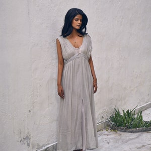 Jala Dress - MIST, Ash Grey Dress, Transparent Grecian Boho Chic Dress ...