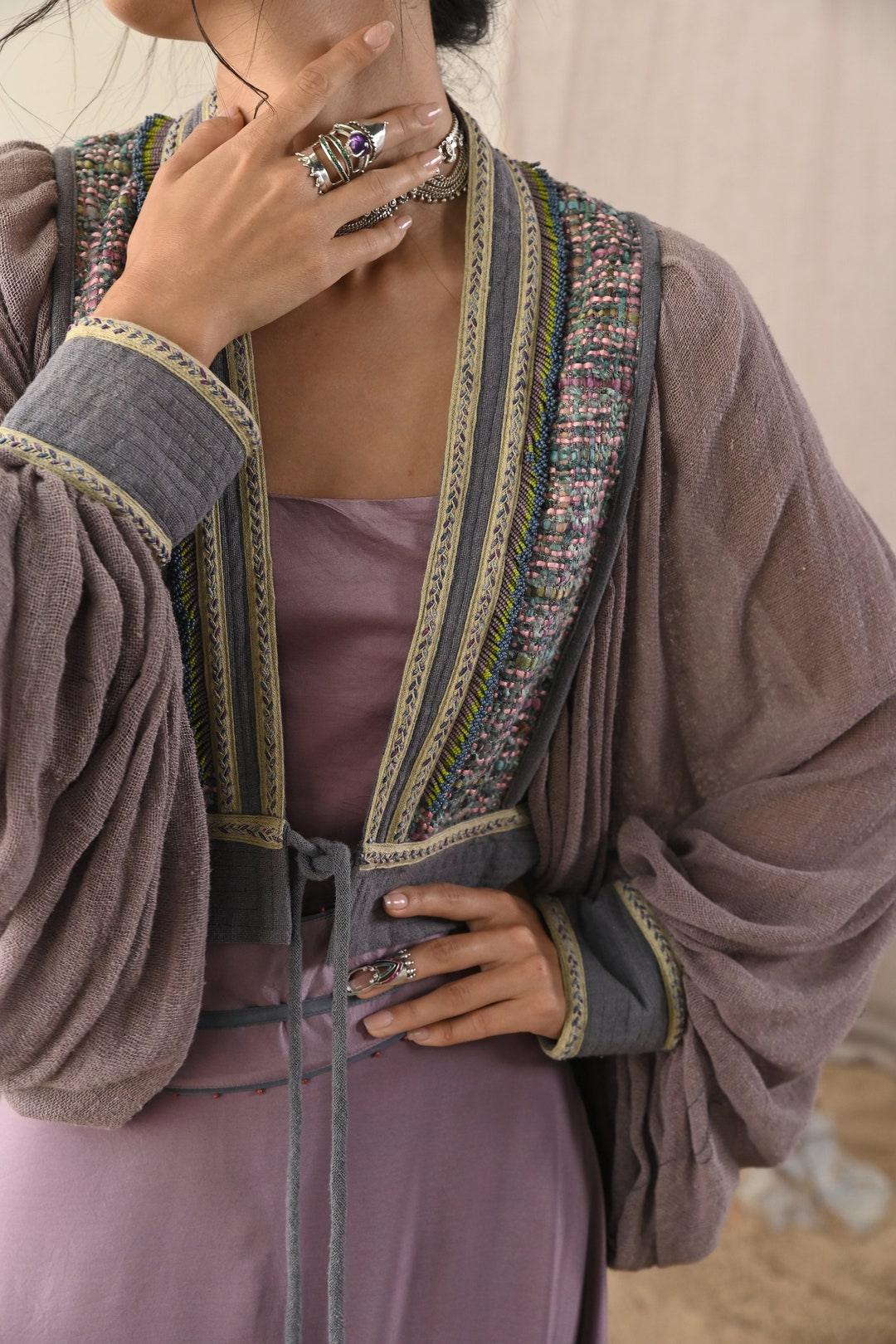 Meraki Jacket Fluorite Hand Loomed Raw Silk Cropped - Etsy