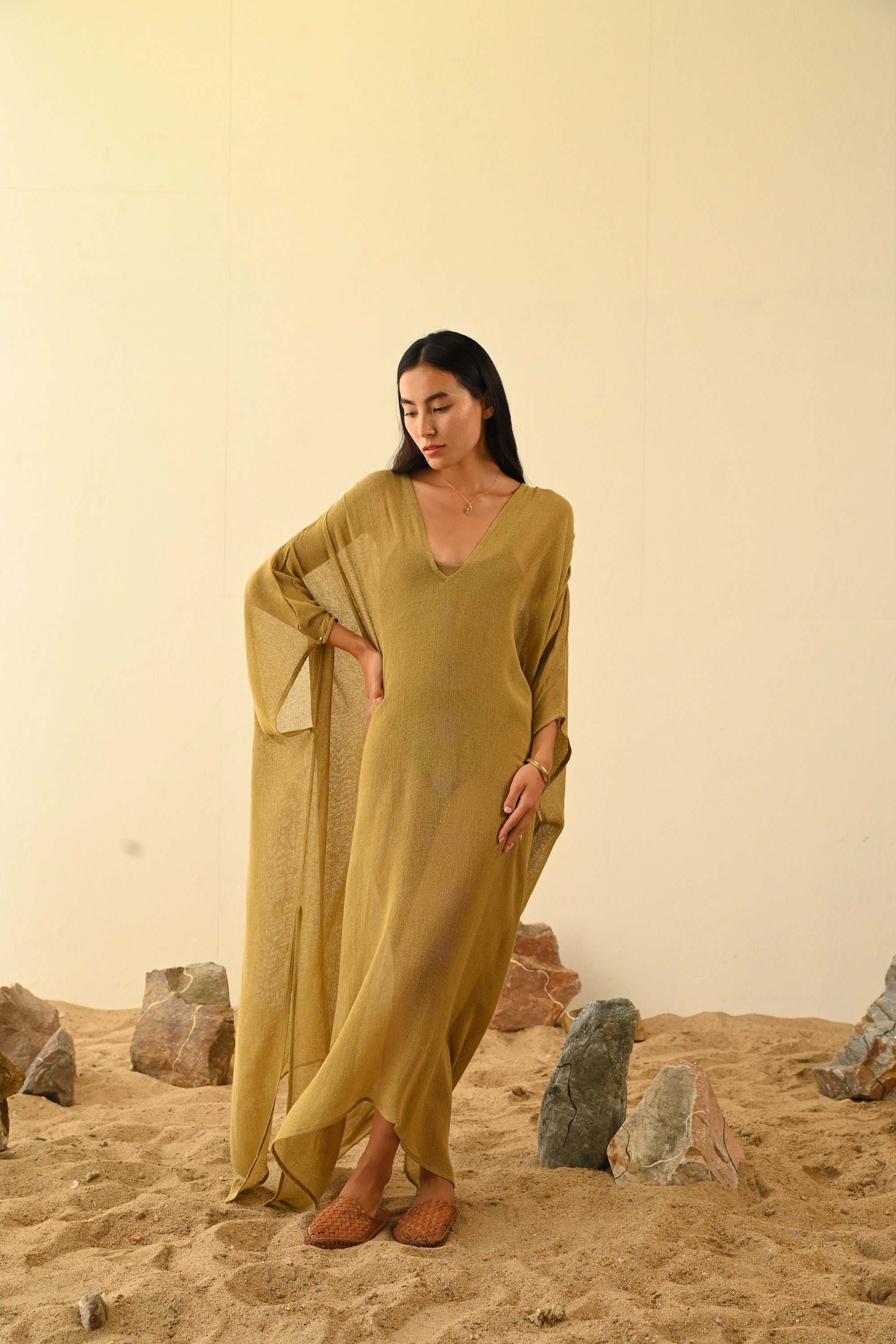 JARA KAFTAN - Dark Gold - Boho Silk Kaftan⋄ Cocktail Dress⋄ Elegant ...