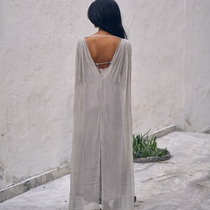 Jala Dress - MIST, Ash Grey Dress, Transparent Grecian Boho Chic Dress ...