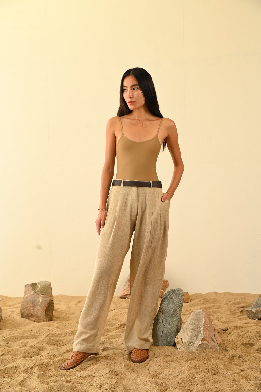 Norah Pants - Natural - Soft, Comfy and Cool Pants in Raw Silk - Etsy