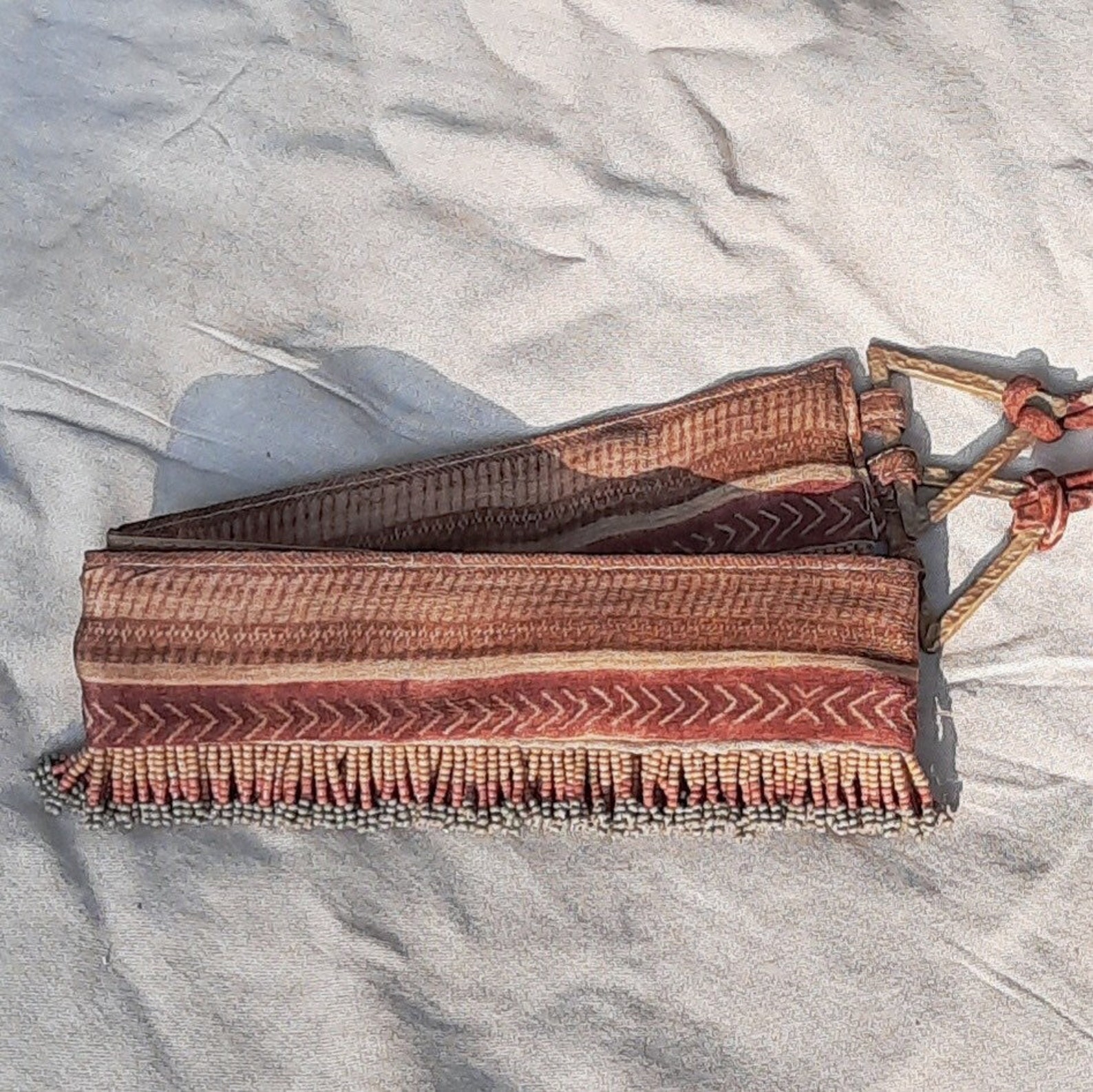 Savannah Beaded Belt - Silk Belt, Bead Fringed Fabric Tie Belt - Boho ...