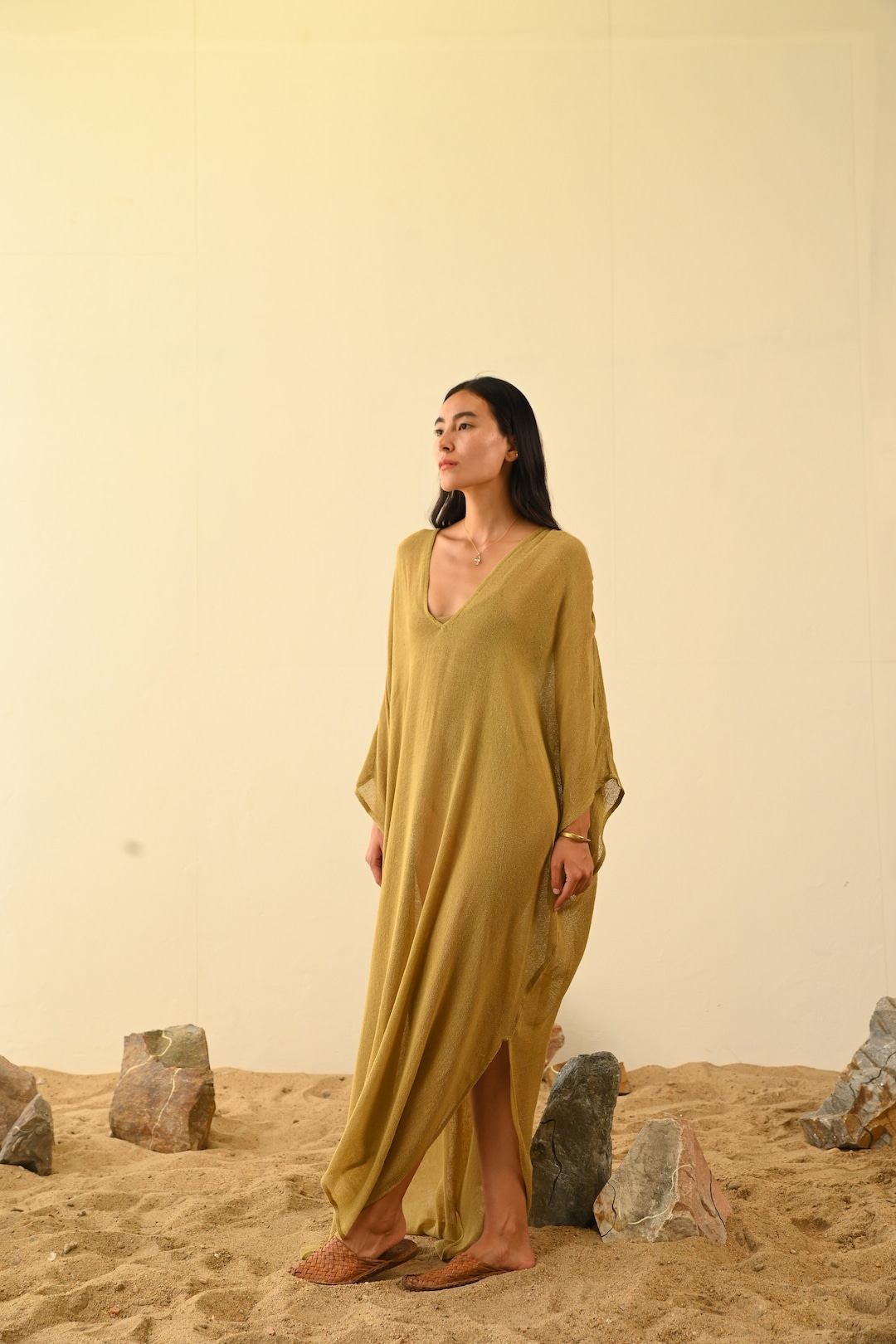 JARA KAFTAN - Dark Gold - Boho Silk Kaftan⋄ Cocktail Dress⋄ Elegant ...