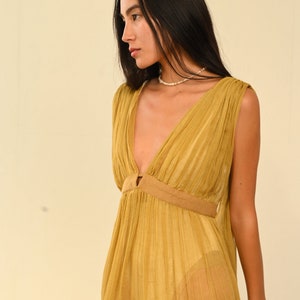 JALA DRESS Dark Gold, Transparent Organic Cotton Gauze Dress, Luxury ...