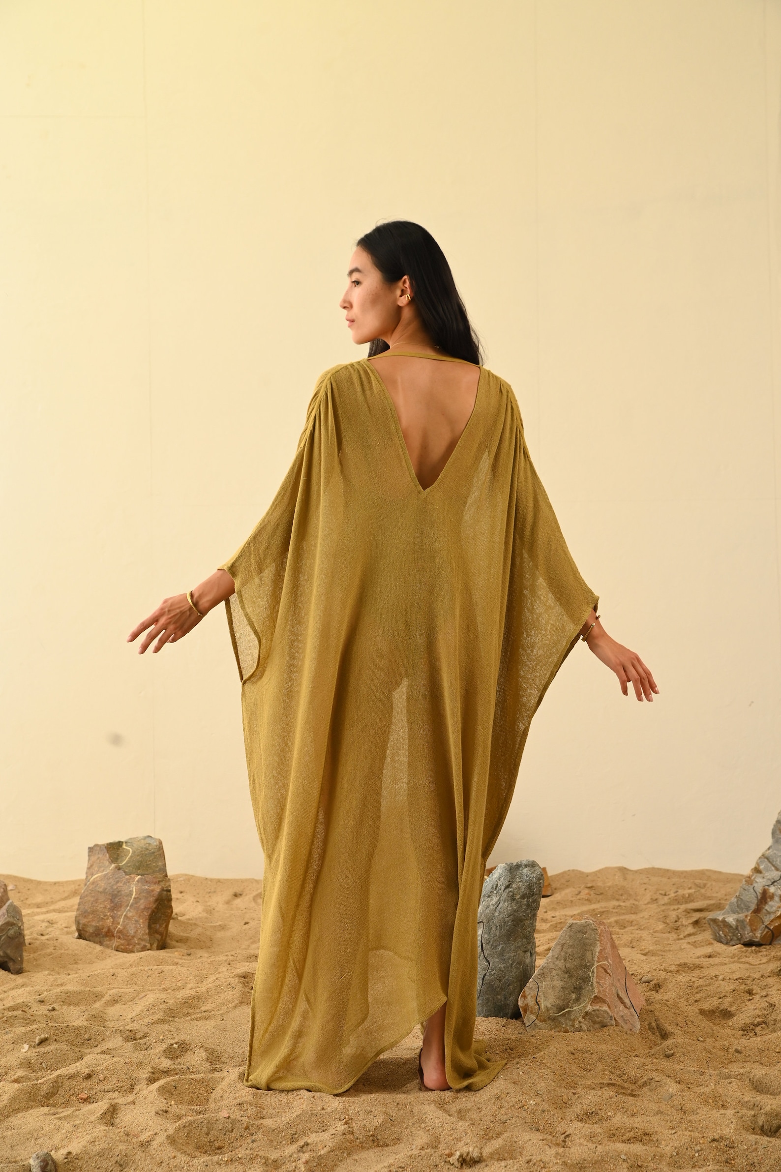 JARA KAFTAN - Dark Gold - Boho Silk Kaftan⋄ Cocktail Dress⋄ Elegant ...
