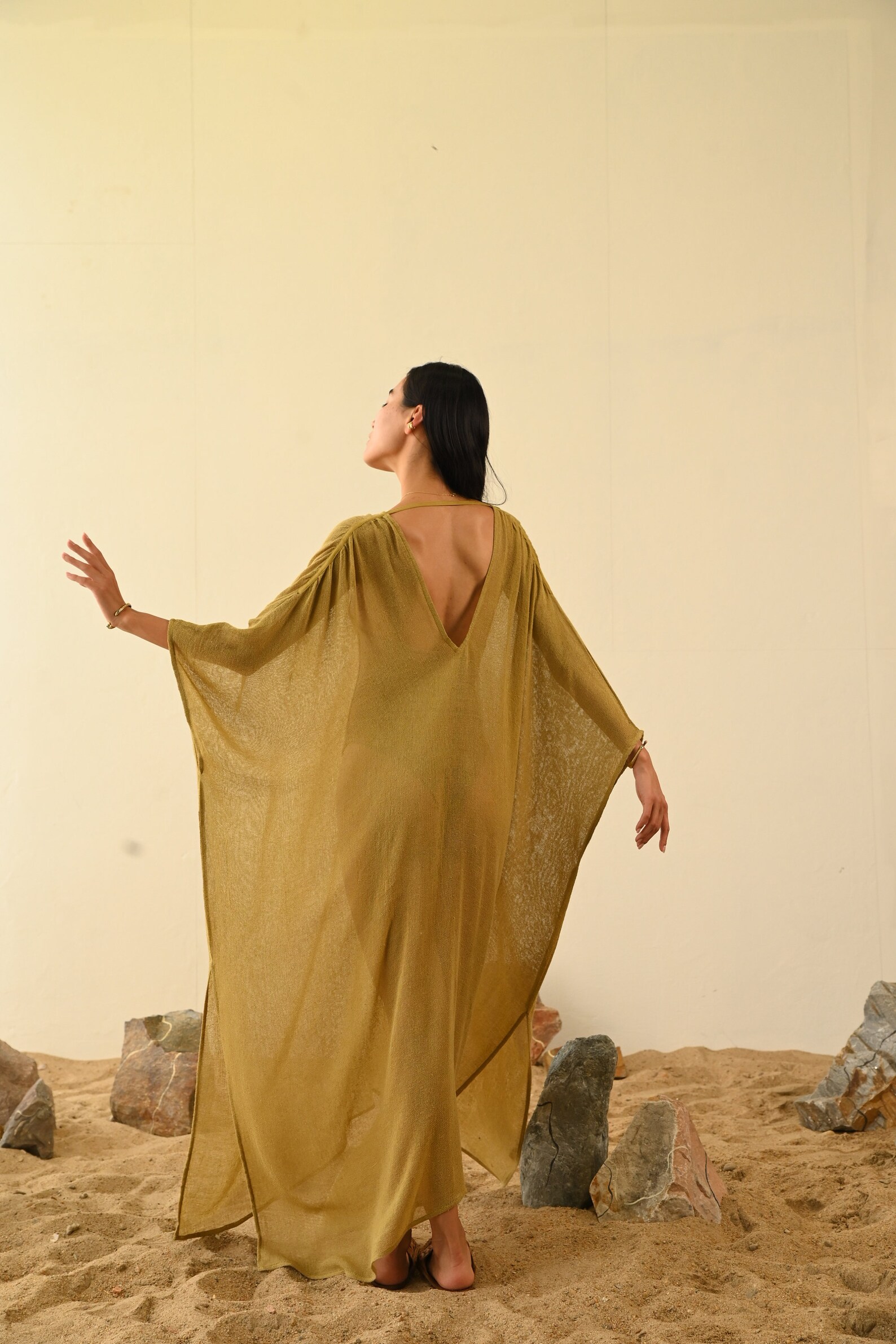 JARA KAFTAN - Dark Gold - Boho Silk Kaftan⋄ Cocktail Dress⋄ Elegant ...