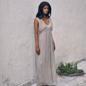 Jala Dress - MIST, Ash Grey Dress, Transparent Grecian Boho Chic Dress ...