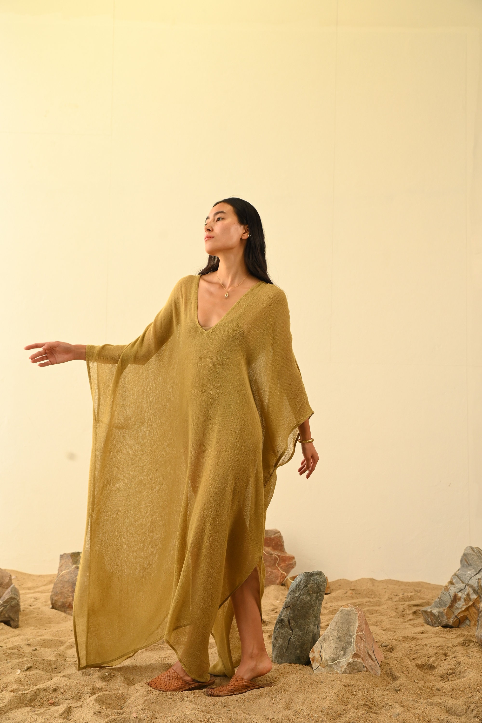 JARA KAFTAN - Dark Gold - Boho Silk Kaftan⋄ Cocktail Dress⋄ Elegant ...
