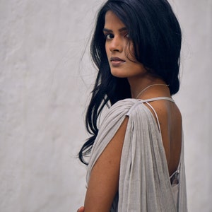 Jala Dress - MIST, Ash Grey Dress, Transparent Grecian Boho Chic Dress ...