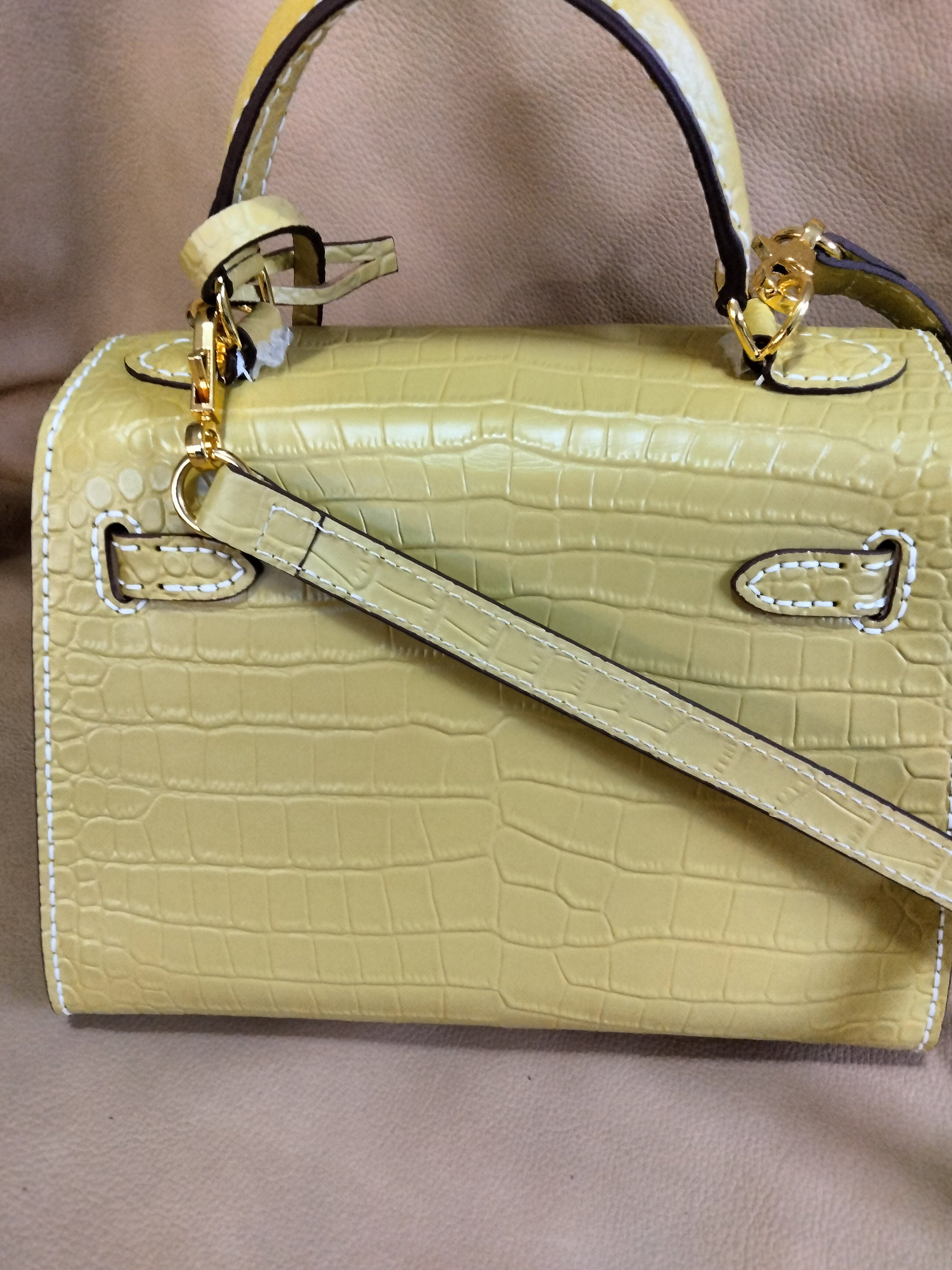 Goldenrod Yellow Modern Structured Gator Print Crossbody/ Shoulder/ Top ...