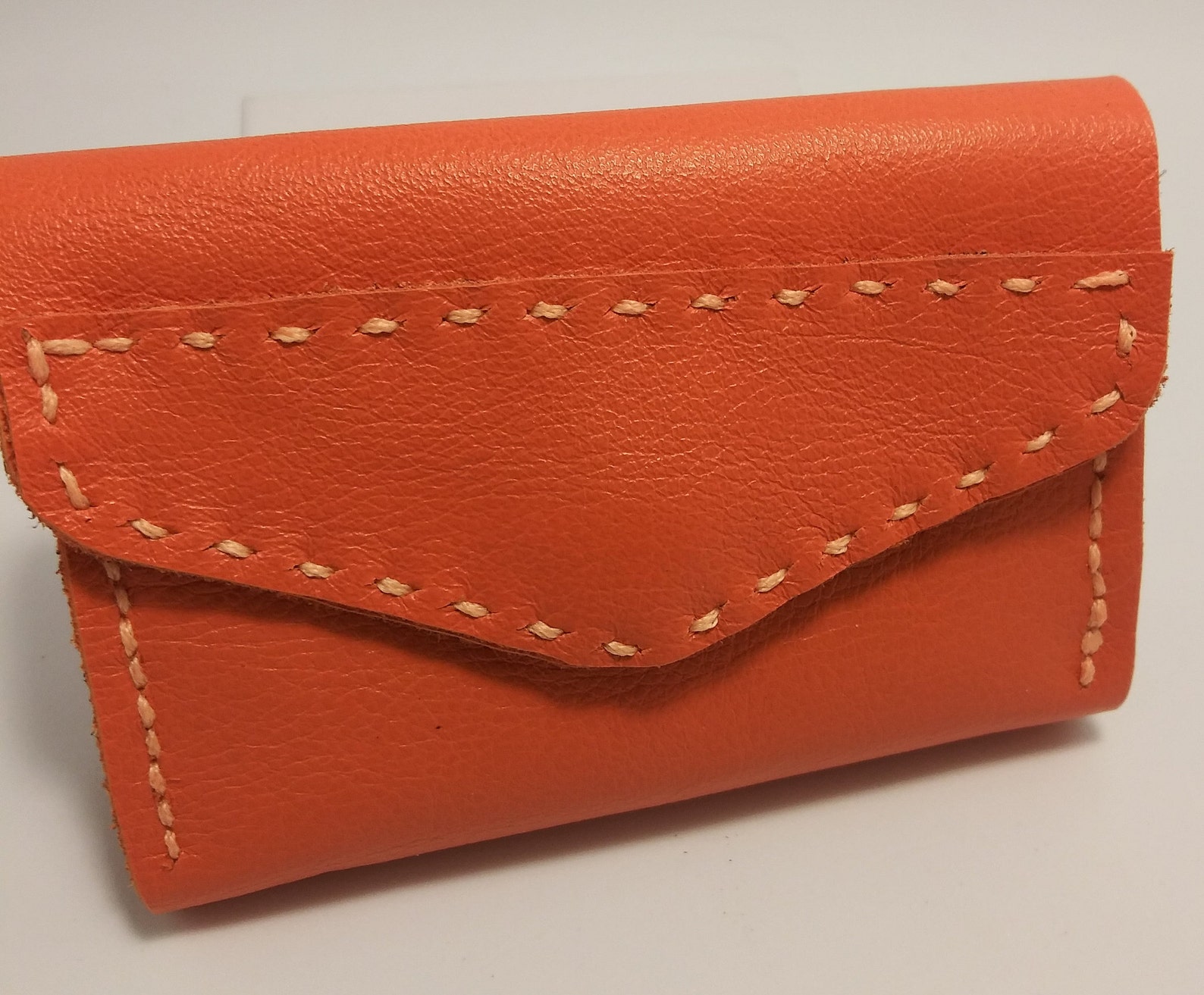 Ladies Leather Wallet Dark Orange Leather Wallet With Card | Etsy