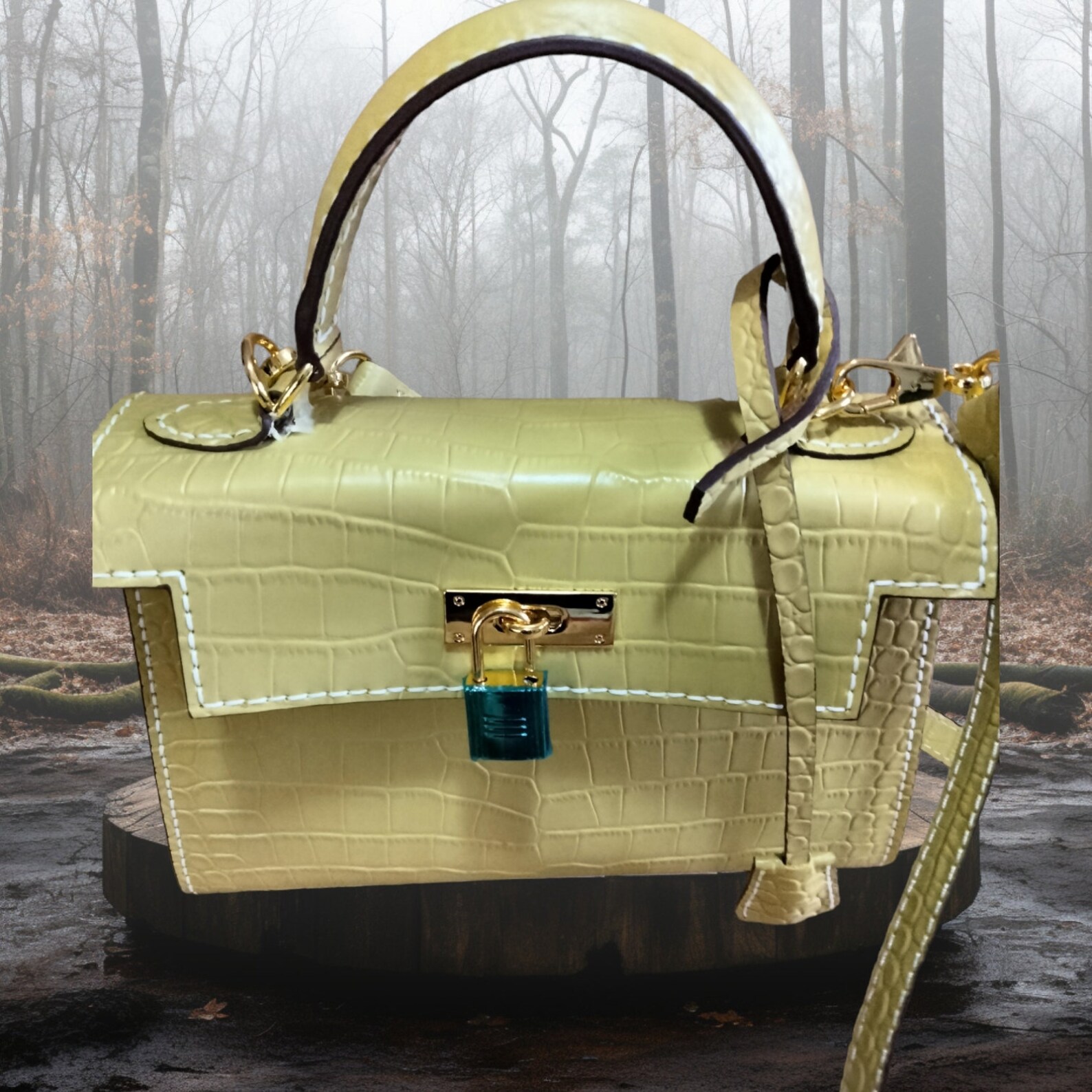 Goldenrod Yellow Modern Structured Gator Print Crossbody/ Shoulder/ Top ...