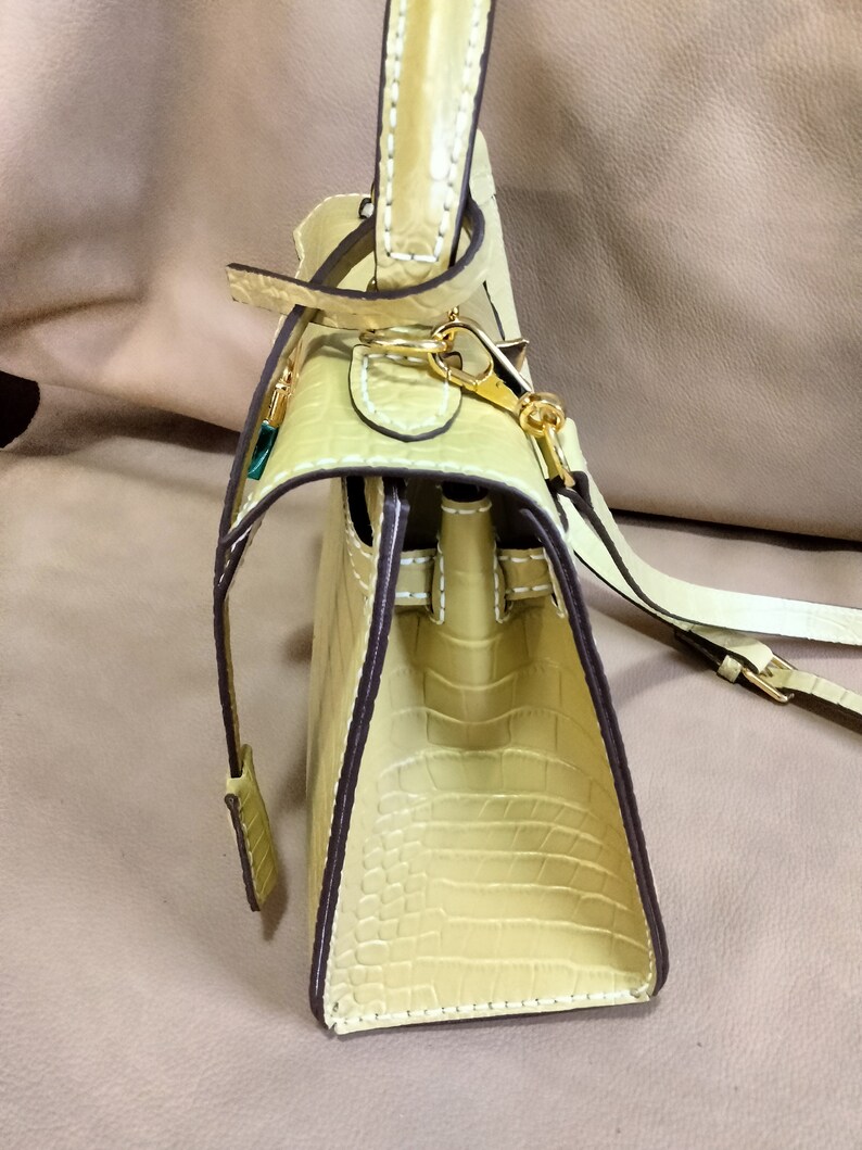 Goldenrod Yellow Modern Structured Gator Print Crossbody/ Shoulder/ Top ...