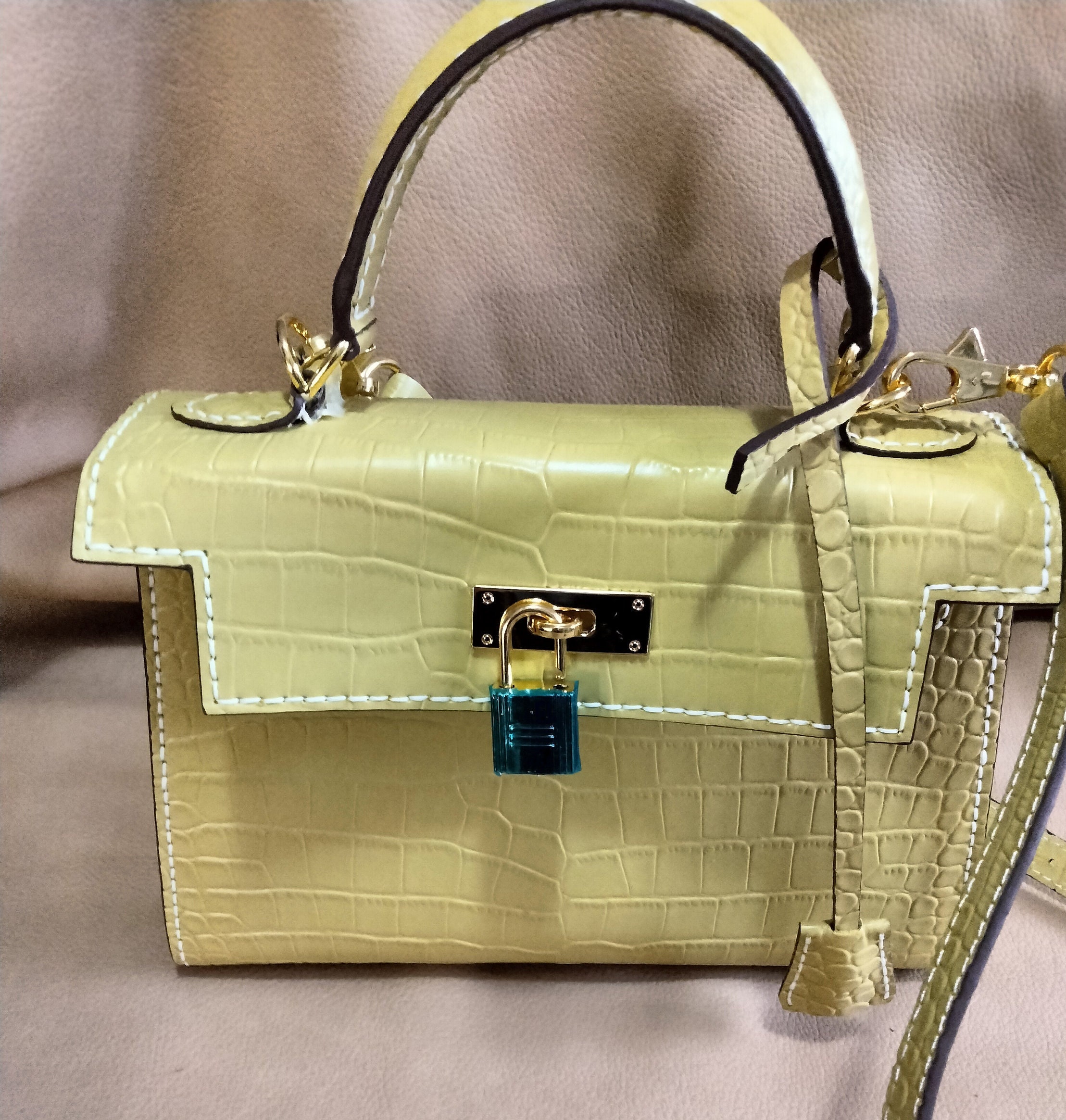 Goldenrod Yellow Modern Structured Gator Print Crossbody/ Shoulder/ Top ...