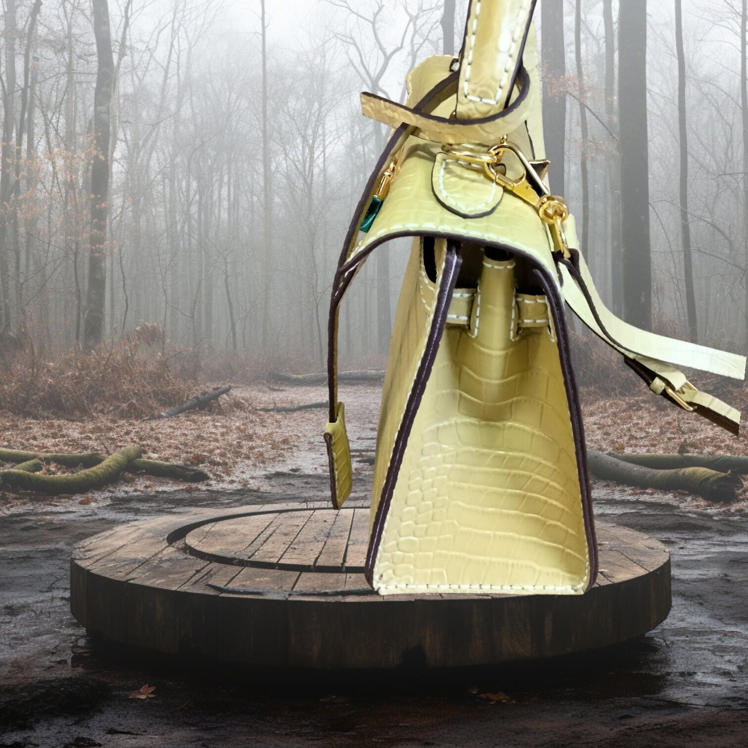 Goldenrod Yellow Modern Structured Gator Print Crossbody/ Shoulder/ Top ...