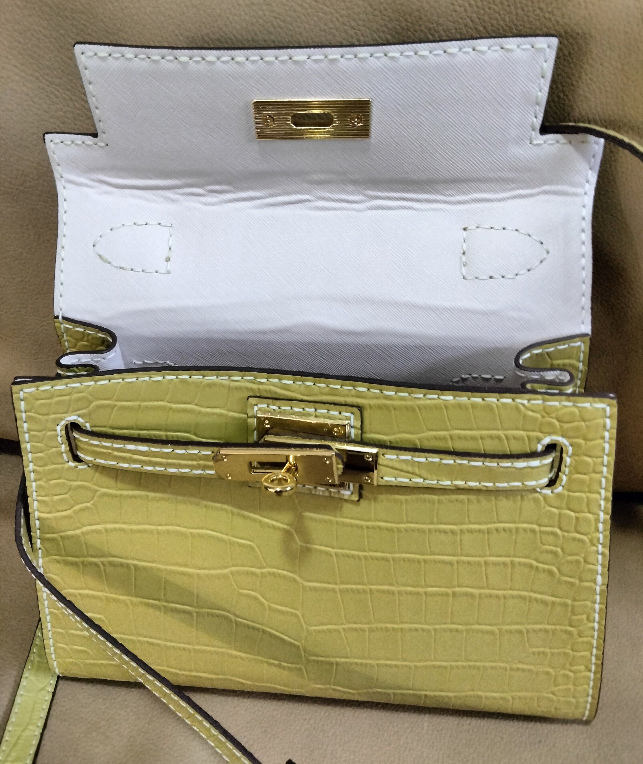 Goldenrod Yellow Modern Structured Gator Print Crossbody/ Shoulder/ Top ...