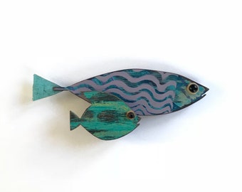 Painted wooden fish | Etsy