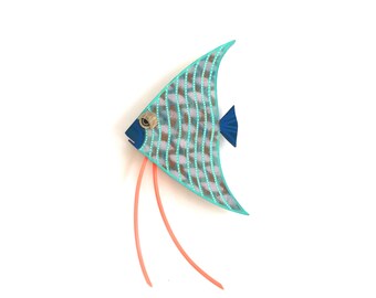 Wooden Angelfish, Retro Fish Wall Decor, Coastal Style, Nautical Decor ...