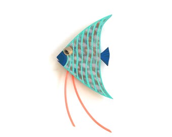 Wooden Angelfish, Retro Fish Wall Decor, Coastal Style, Nautical Decor ...