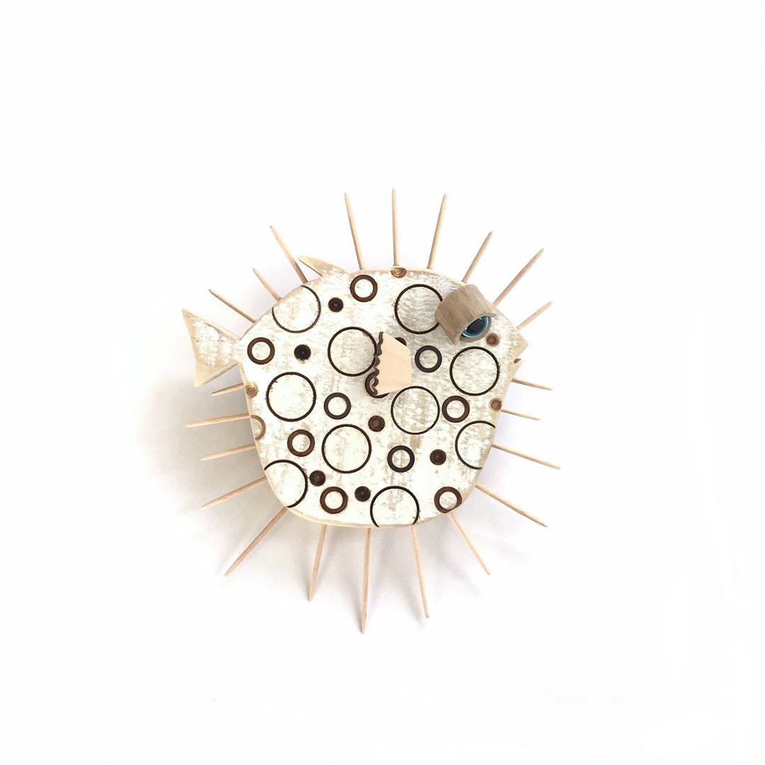 Wooden Pufferfish 6.5, Fish Wall Art, Fish Sculpture, Nursery Wall Art ...