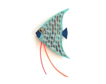 Wooden Angelfish, Retro Fish Wall Decor, Coastal Style, Nautical Decor ...