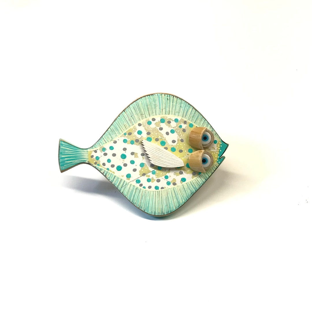 Miniature Wood Halibut 5”, Wood Fish, Colorful Fish, Fish Wall Art ...