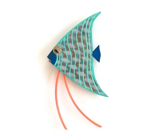 Wooden Angelfish, Retro Fish Wall Decor, Coastal Style, Nautical Decor ...