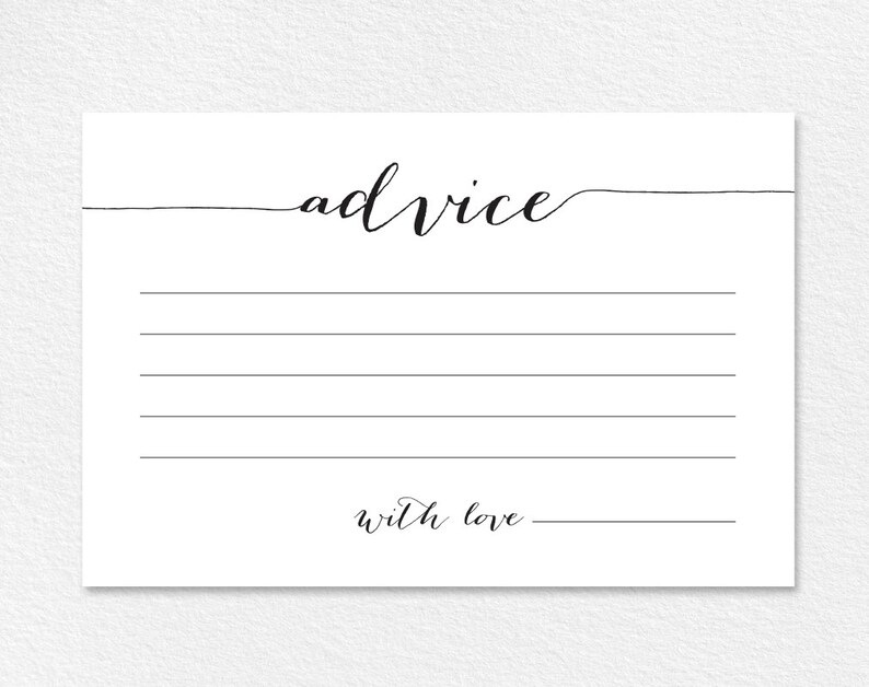 Wedding Advice Card Advice Printable Advice Template Etsy