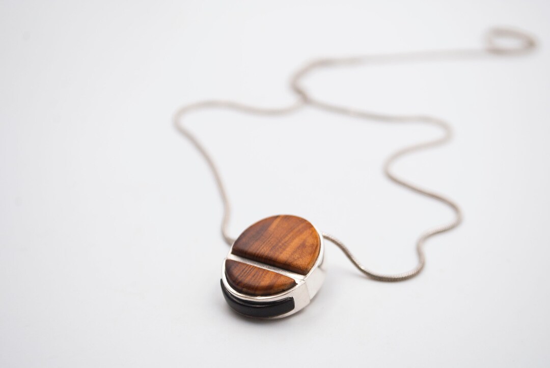 USB Pendant 32 -64 -128 -256 in 925 Silver and Olive Wood With ...