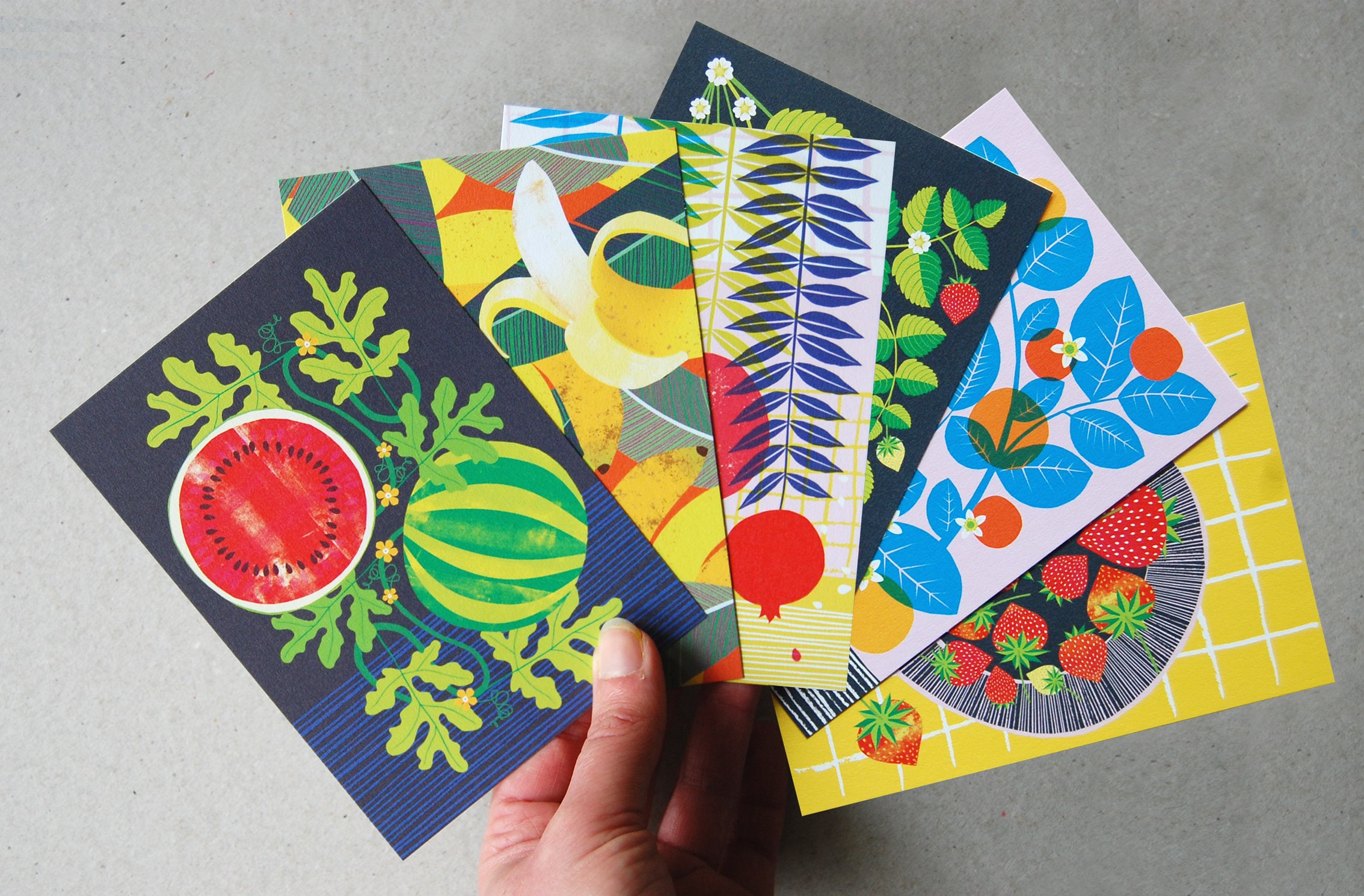 Fruits Postcard Set 6 X A6 Postcards Fruit Illustration - Etsy UK