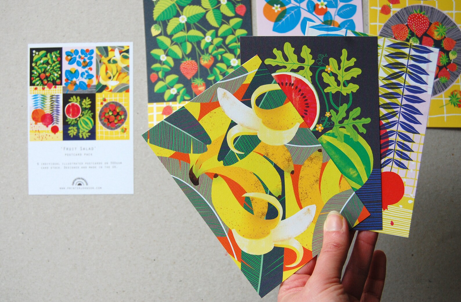 Fruits Postcard Set 6 X A6 Postcards Fruit Illustration - Etsy UK