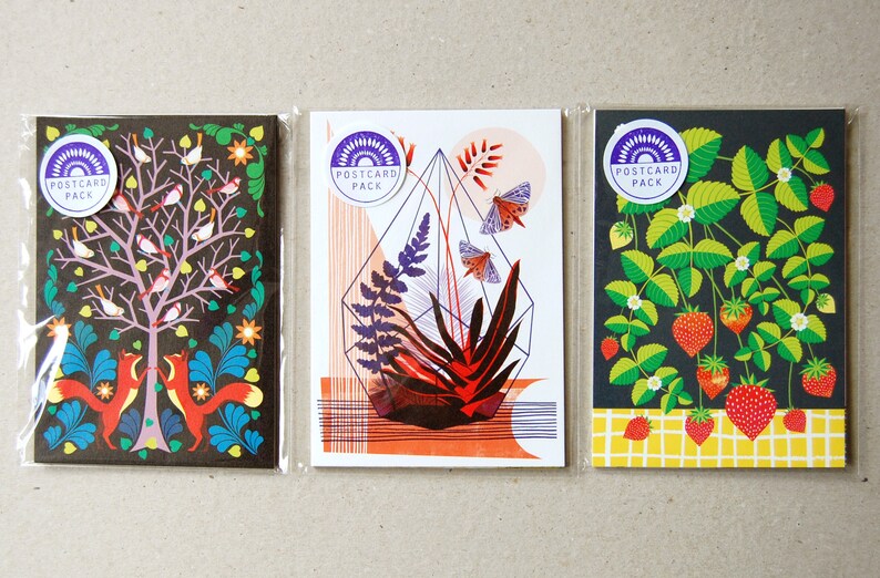 Folk Forest Postcard Set 6 x A6 Postcards Folk Art Prints | Etsy