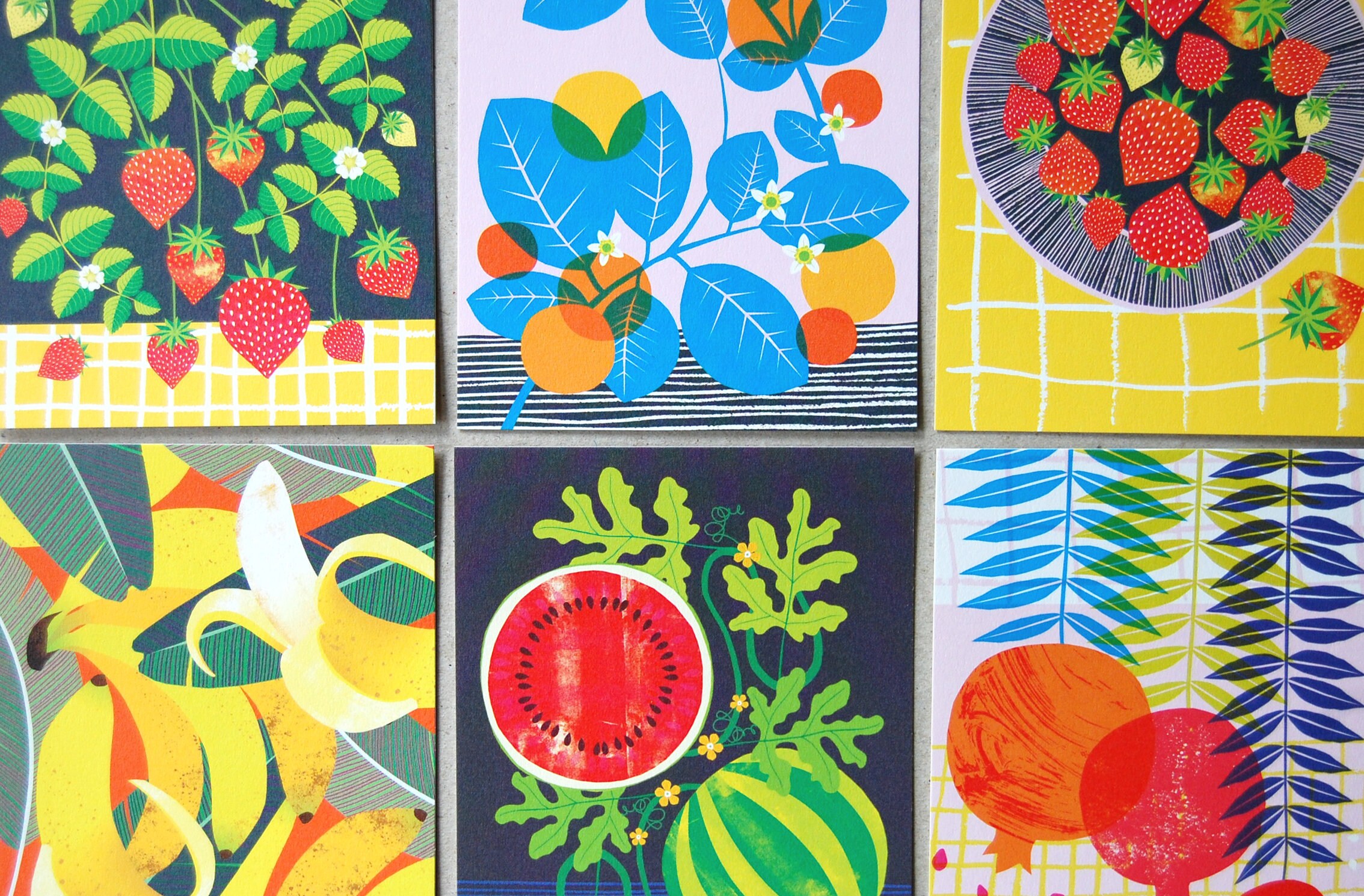 Fruits Postcard Set 6 X A6 Postcards Fruit Illustration - Etsy UK
