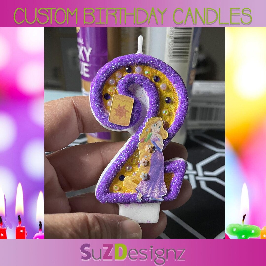 Tangled Inspired Candle Repunzel Inspired Sparkly Candle Number Candle ...