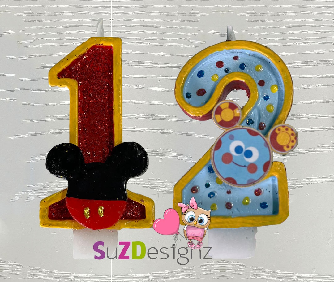 Mickey Mouse Inspired Birthday Number Candle, Custom Character Candles ...