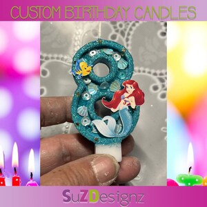 Princess Ariel Little Mermaid Inspired Birthday Number Candle, Custom ...