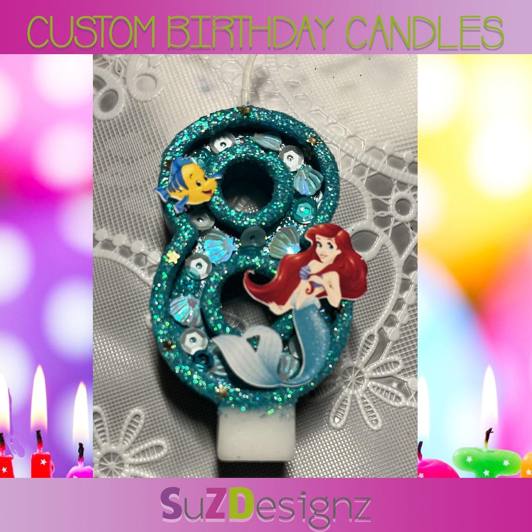 Princess Ariel Little Mermaid Inspired Birthday Number Candle, Custom ...
